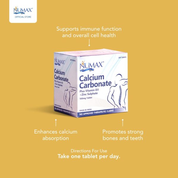 NUMAX Calcium Carbonate Plus Vitamin D3 + Zinc 500mg | Airlife